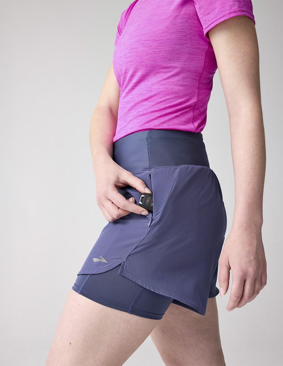 Short calzón de malla integrado Brooks para correr mujer